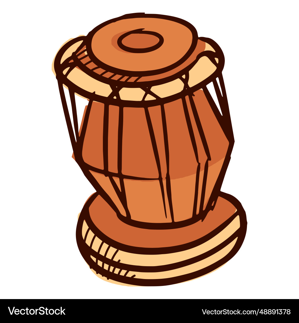 Indian musical instrument dholak hand drawn Vector Image