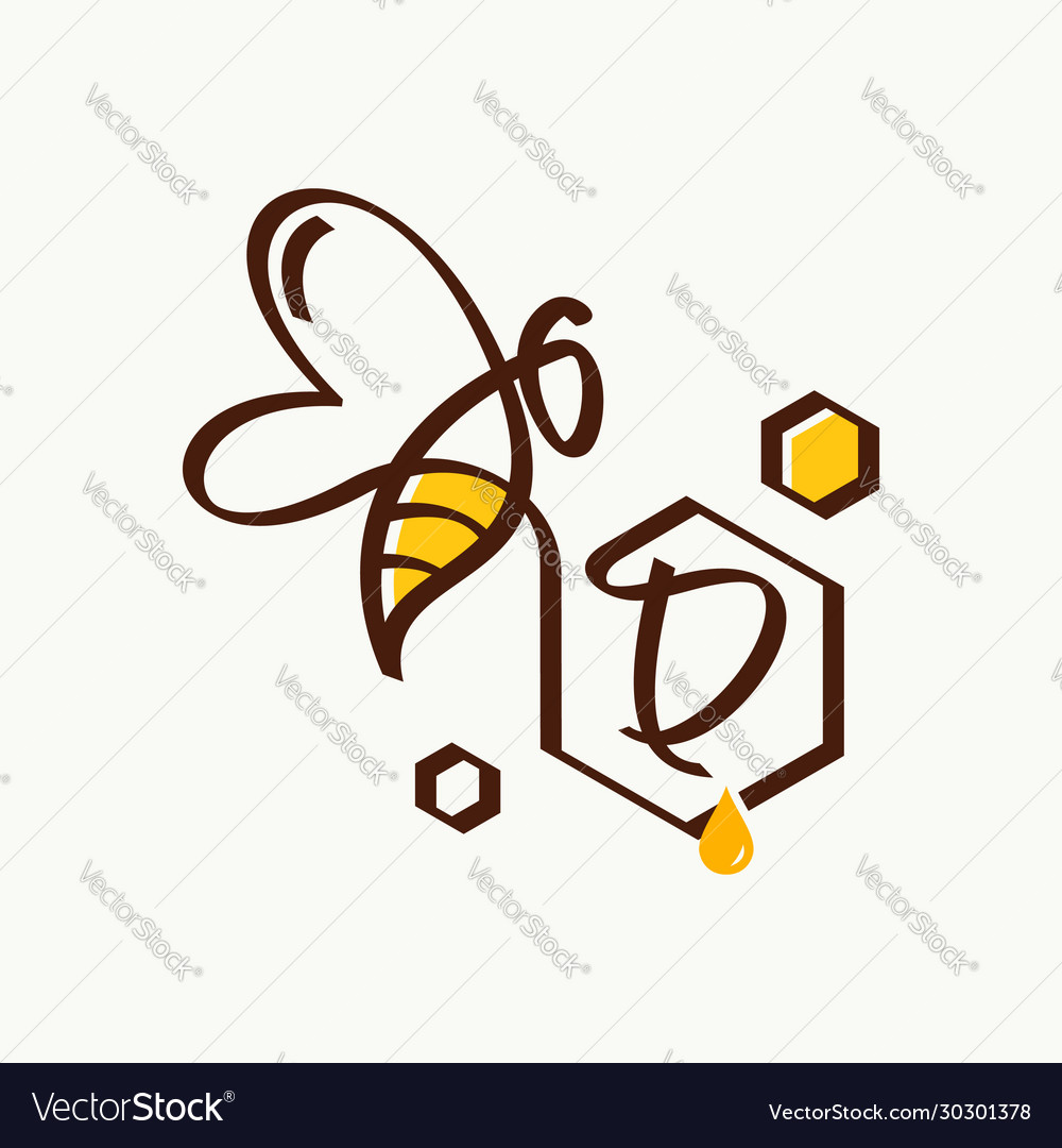 Initial d bee logo Royalty Free Vector Image - VectorStock
