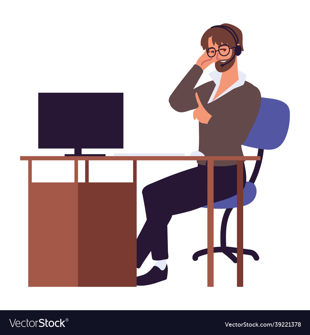 Man assistant working Royalty Free Vector Image
