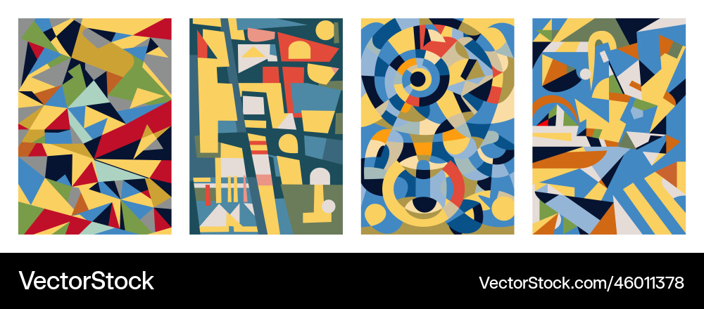 Set of creative geometric cards abstract geometry Vector Image
