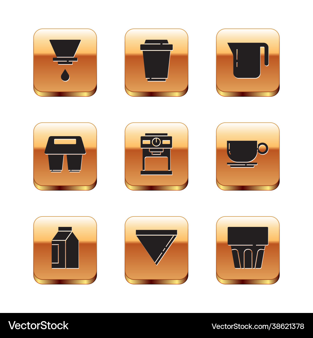 Set v60 coffee maker bag beans coffee paper Vector Image
