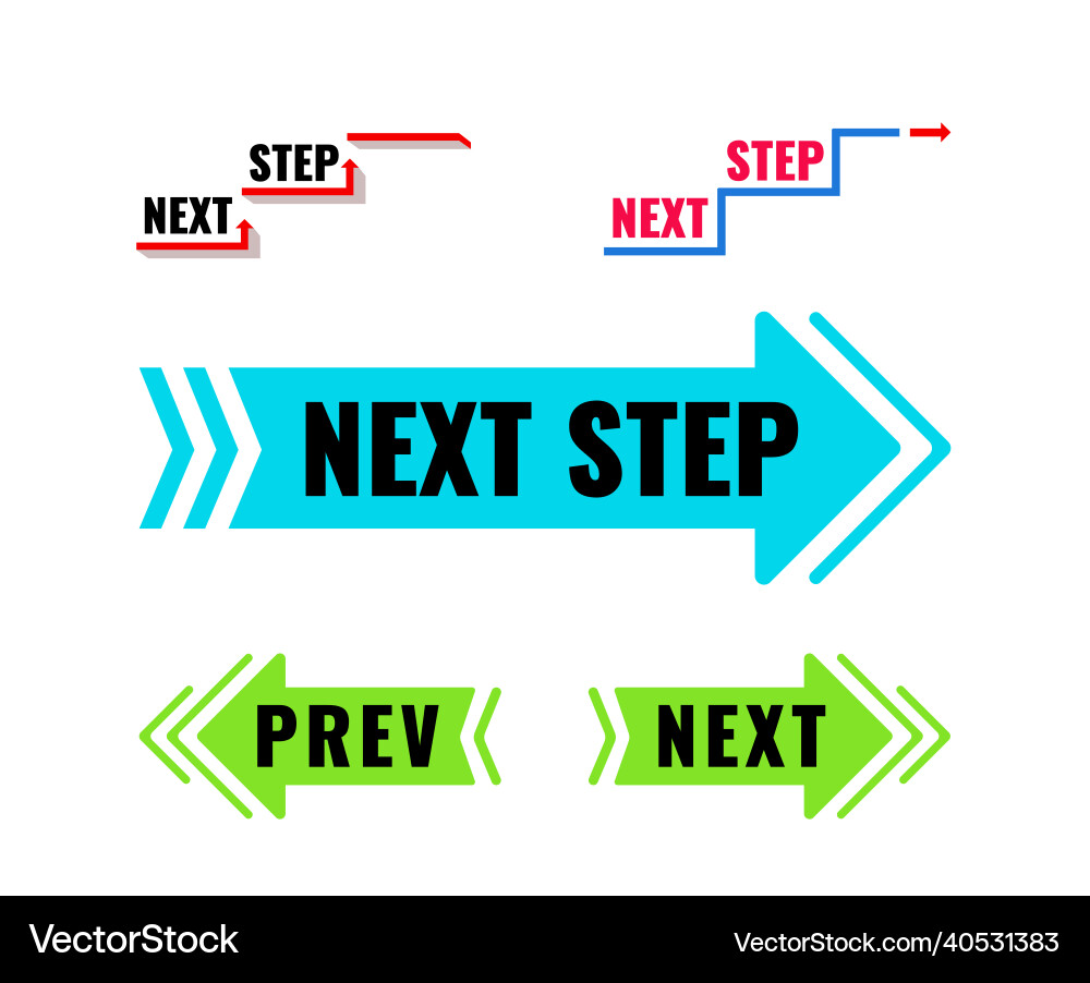 Big set color button next blue and green arrow Vector Image