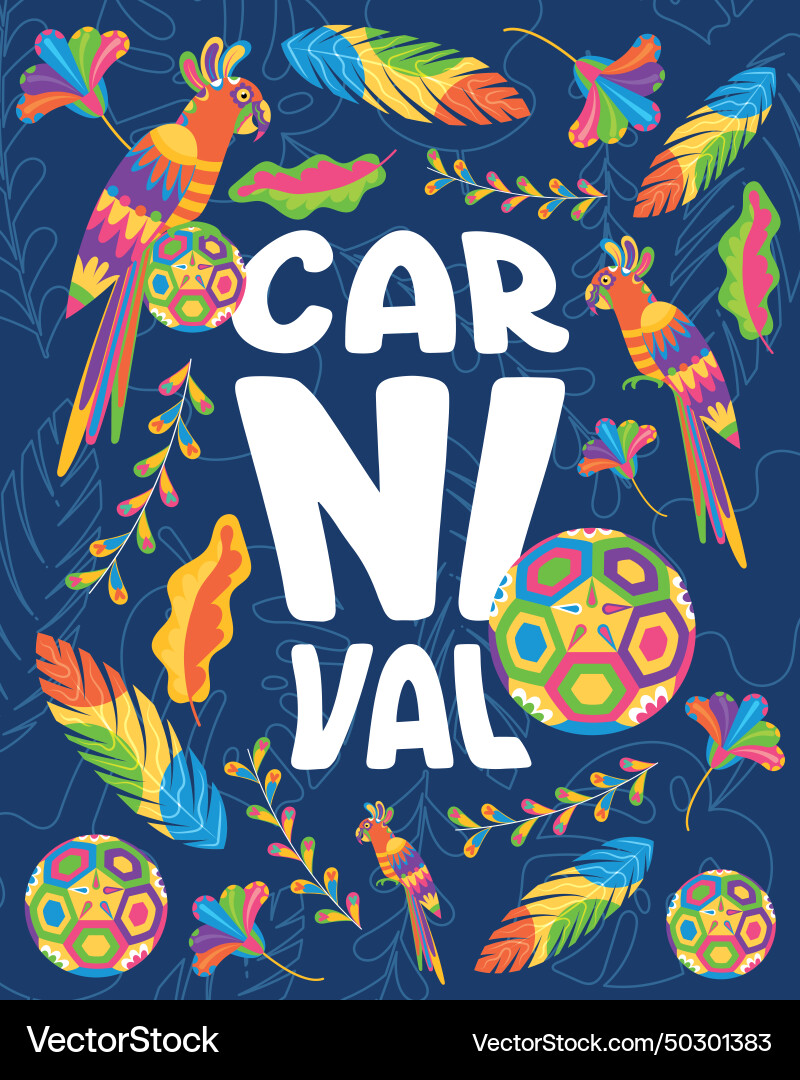 Colored brazilian carnival poster Royalty Free Vector Image