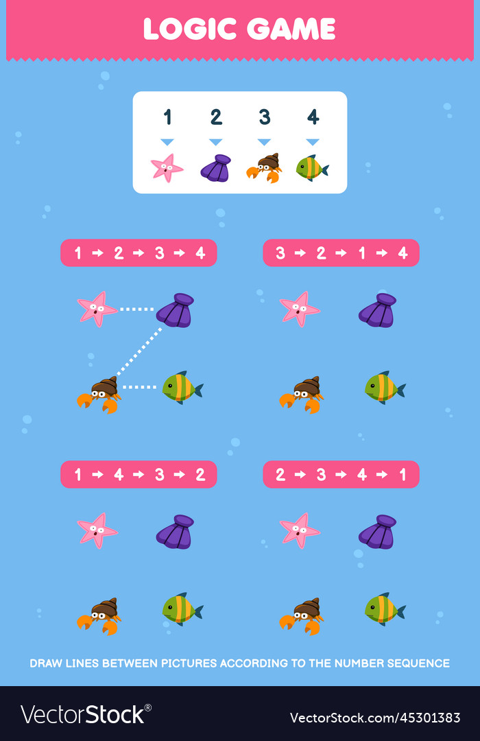 Education game for children draw lines according Vector Image