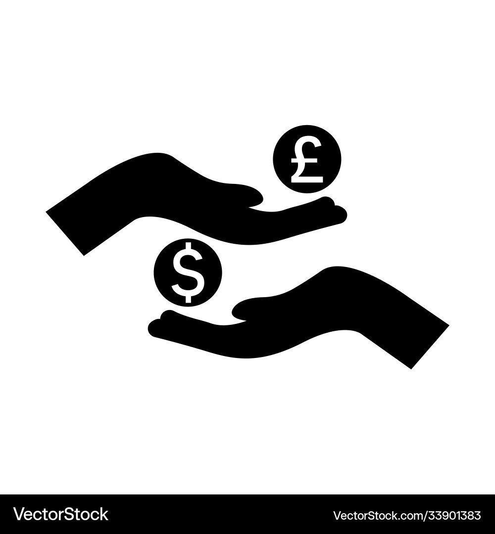 Exchange currency hand holding money Royalty Free Vector
