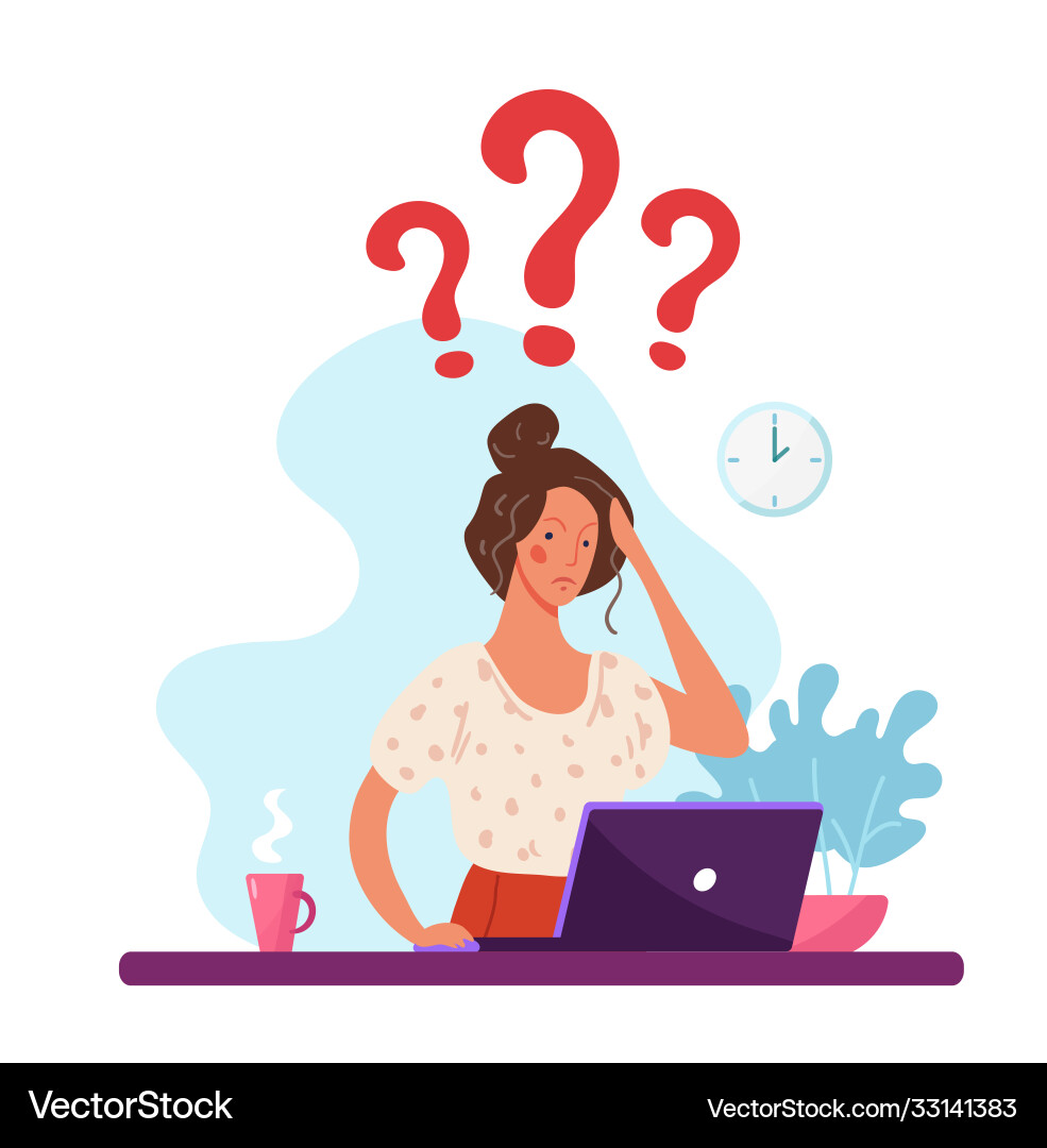 Girl thinks woman works at computer Royalty Free Vector