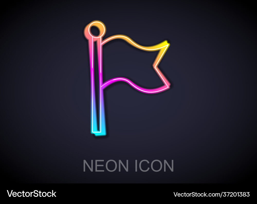 Glowing neon line flag icon isolated on black Vector Image