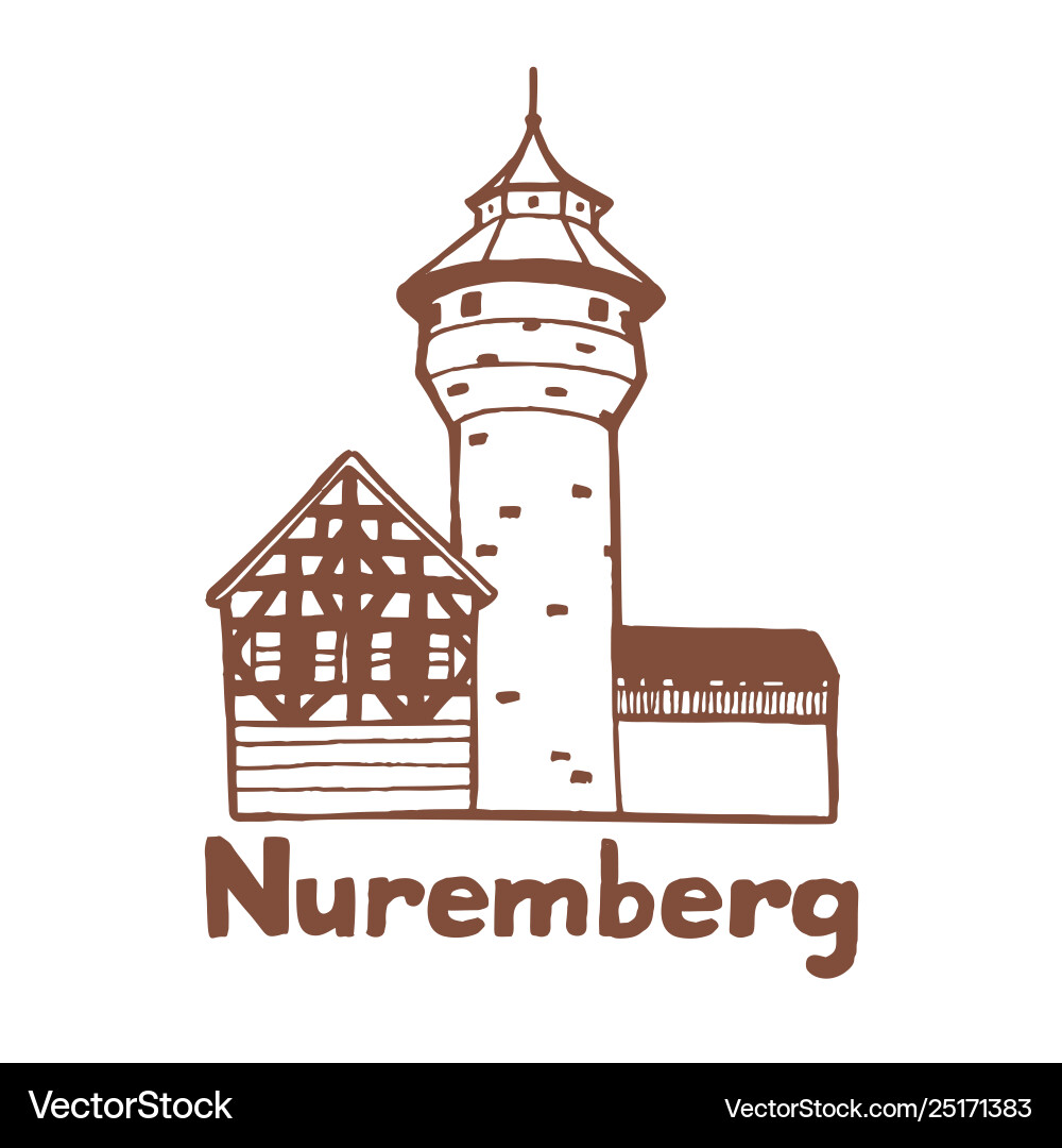 Isolated nuremberg castle in hand drawn style Vector Image