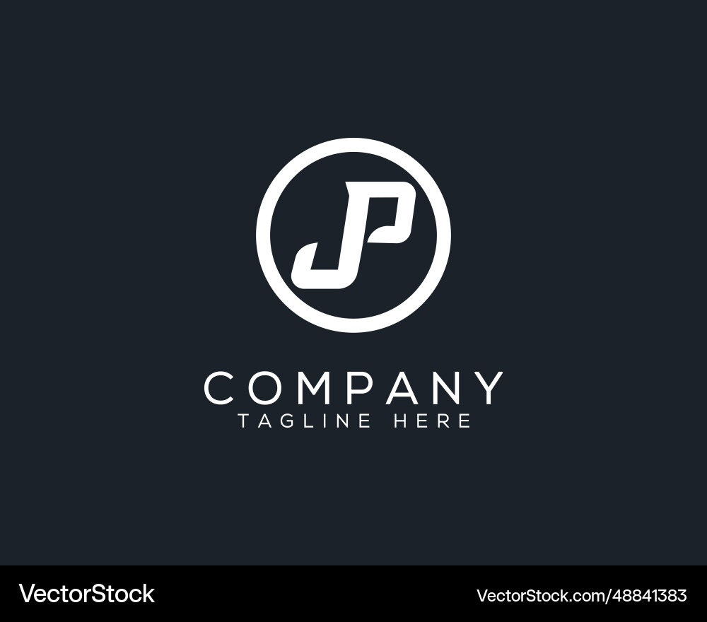 Minimal and monogram letter jp pj logo design Vector Image