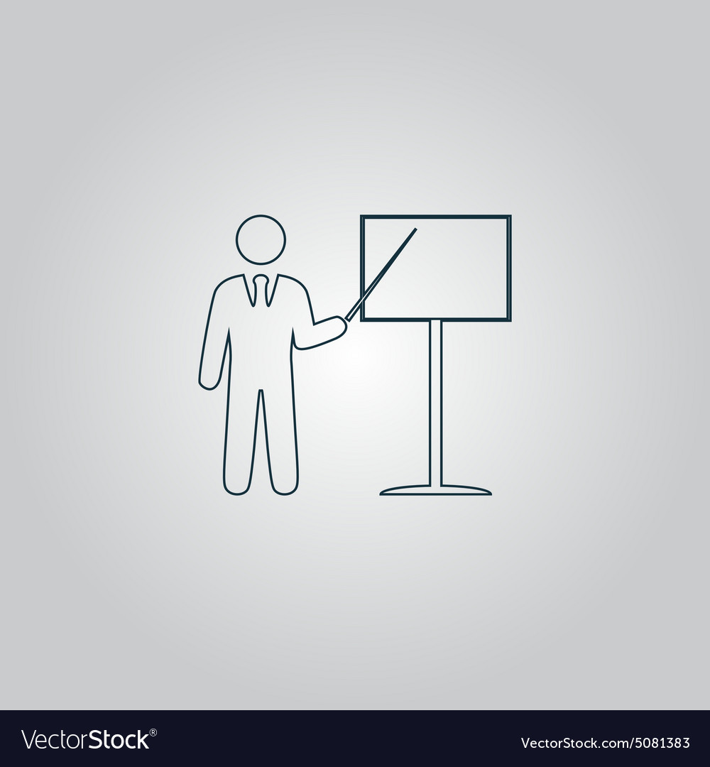 Presentation sign icon man standing with pointer Vector Image