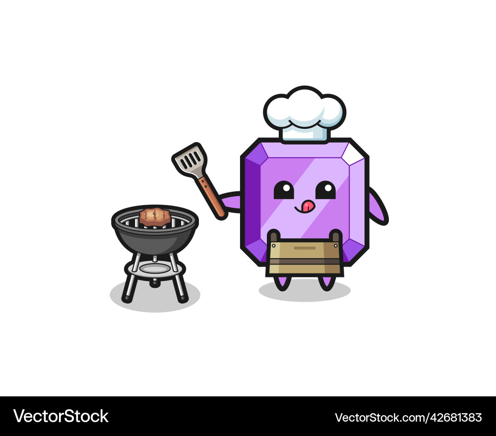 Purple gemstone barbecue chef with a grill Vector Image