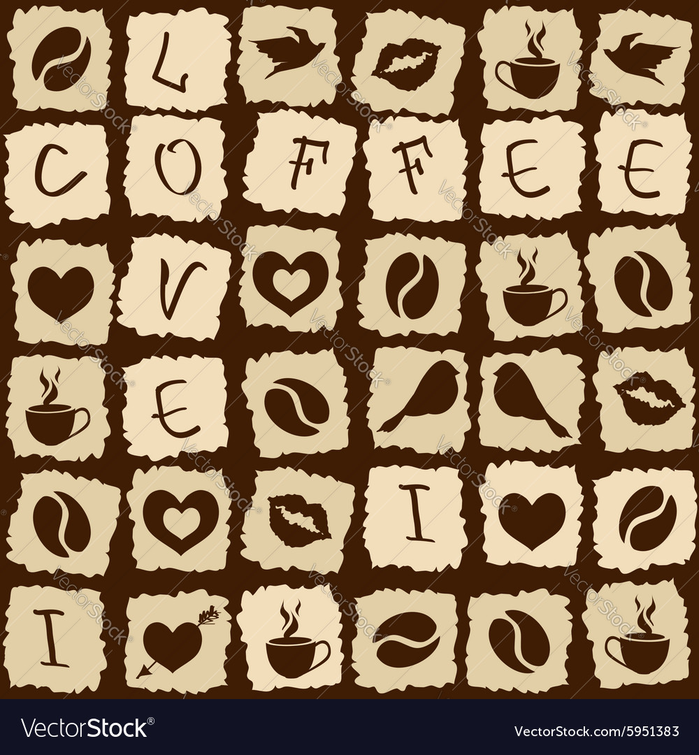 Seamless pattern coffee puzzle Royalty Free Vector Image