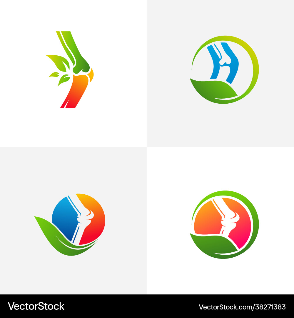 Set leaf bone logo template creative Royalty Free Vector