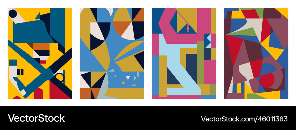 Set of creative geometric cards abstract geometry Vector Image