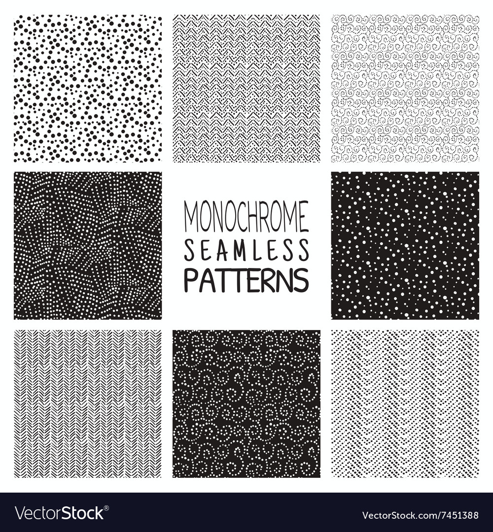 Abstract Monochrome Seamless Background Patterns Vector Image