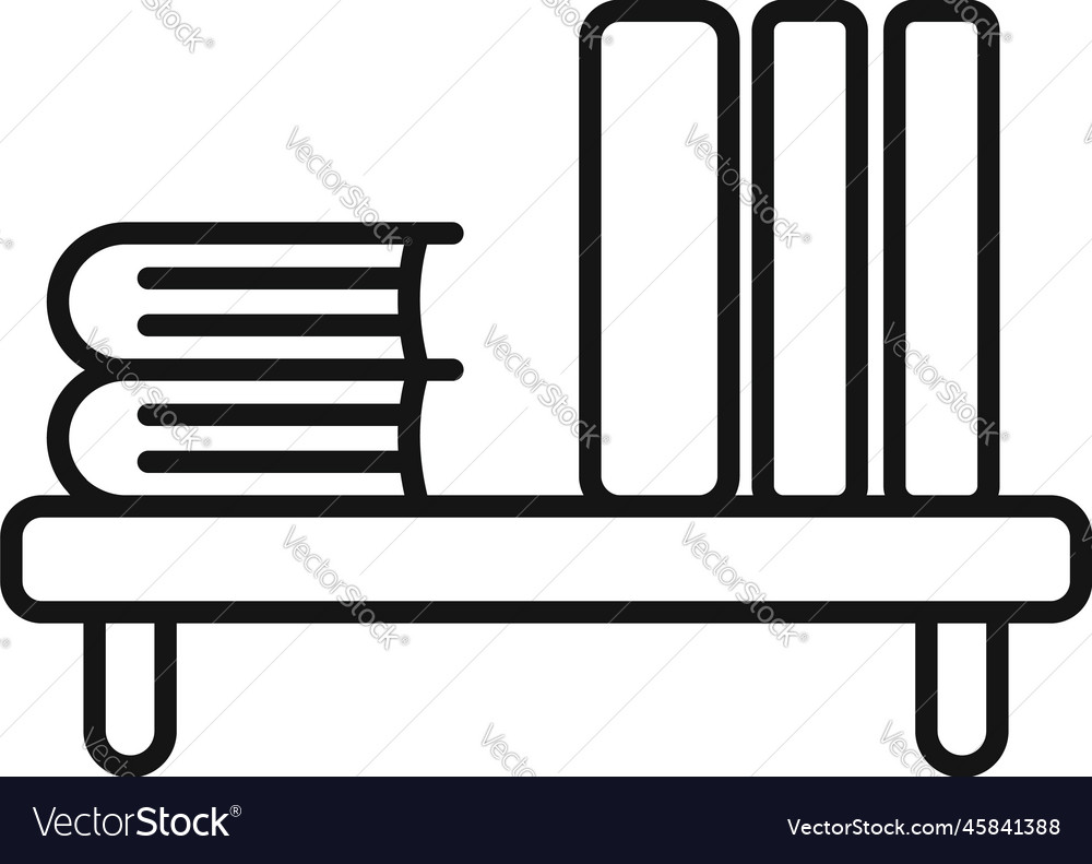 Book stack table icon outline workspace Royalty Free Vector