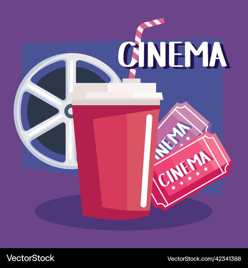 Cinema lettering with tickets Royalty Free Vector Image
