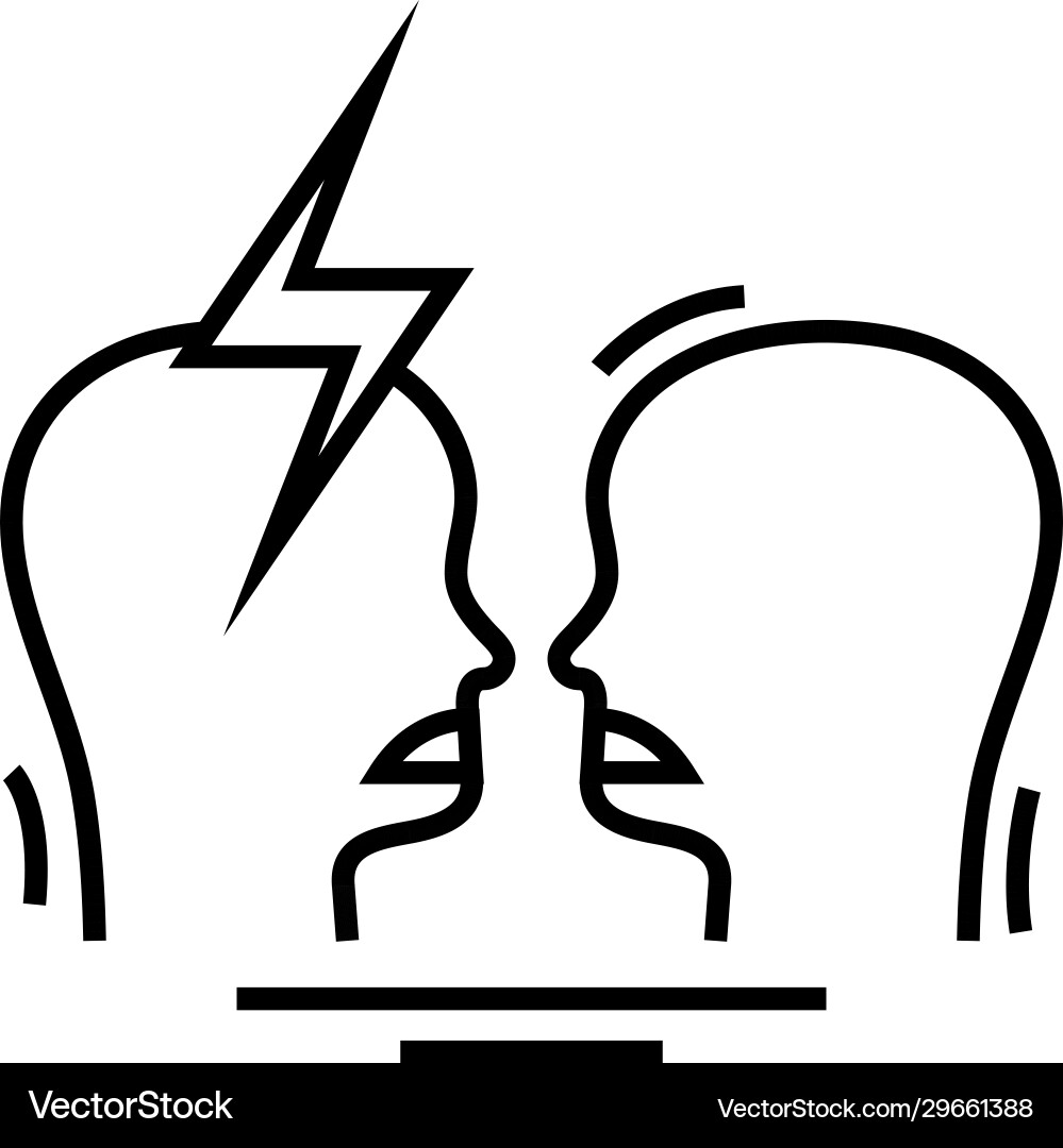 Conflict situation line icon concept sign Vector Image