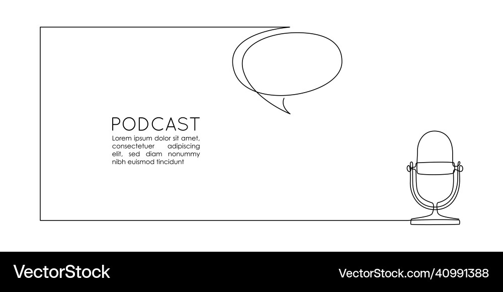 Continuous one line drawing of podcast microphone Vector Image