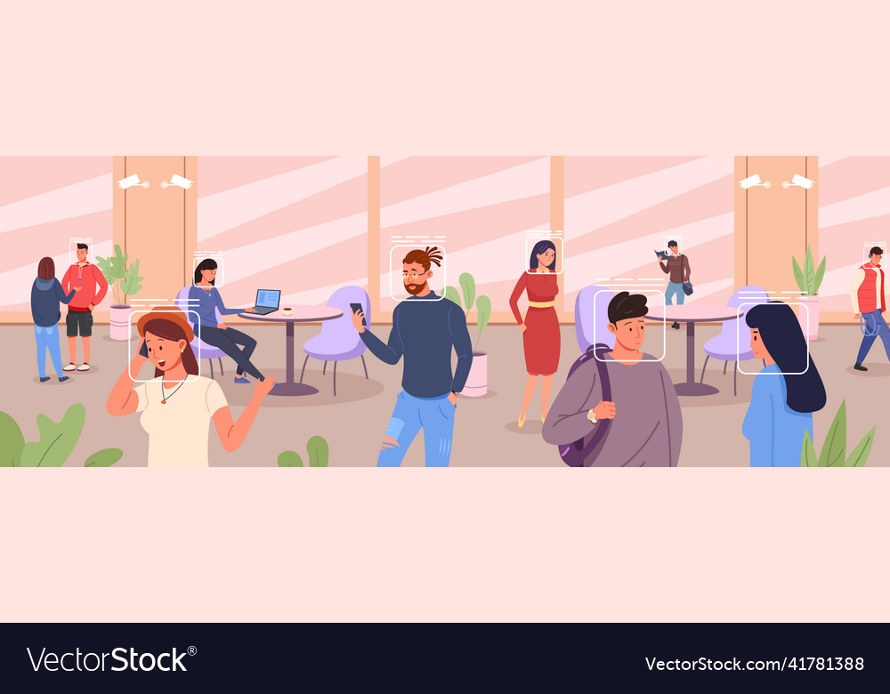 Crowd data system futuristic security Royalty Free Vector