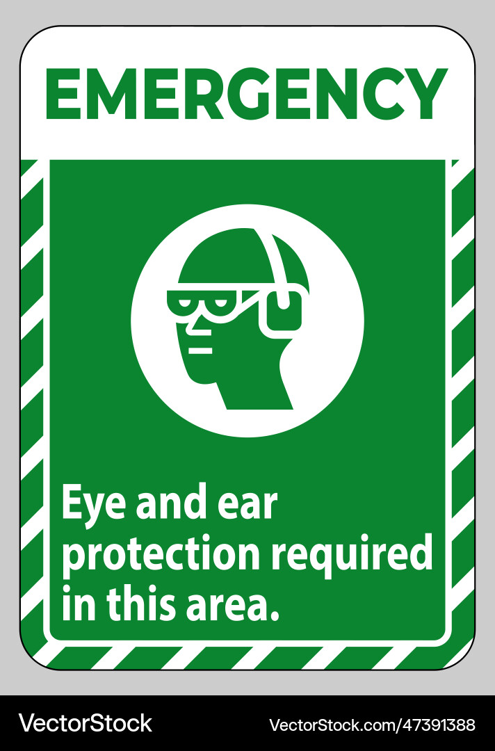 Emergency sign eye and ear protection required Vector Image