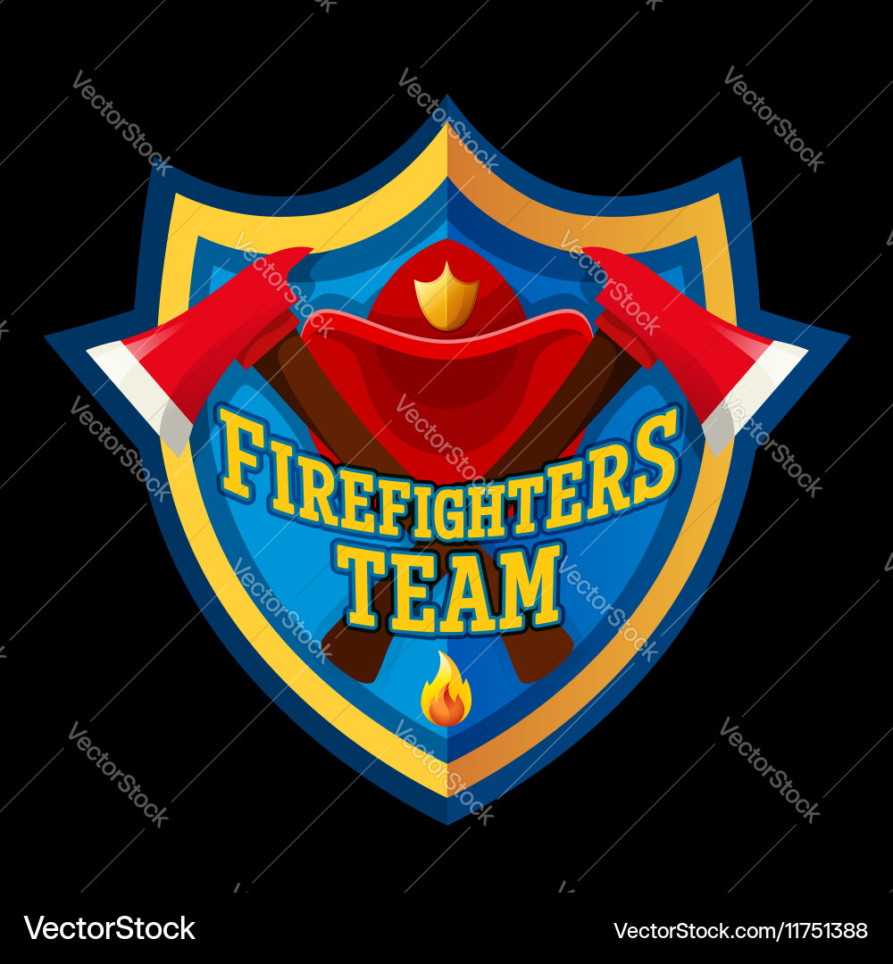 Firefighter emblem label badge and logo on white Vector Image
