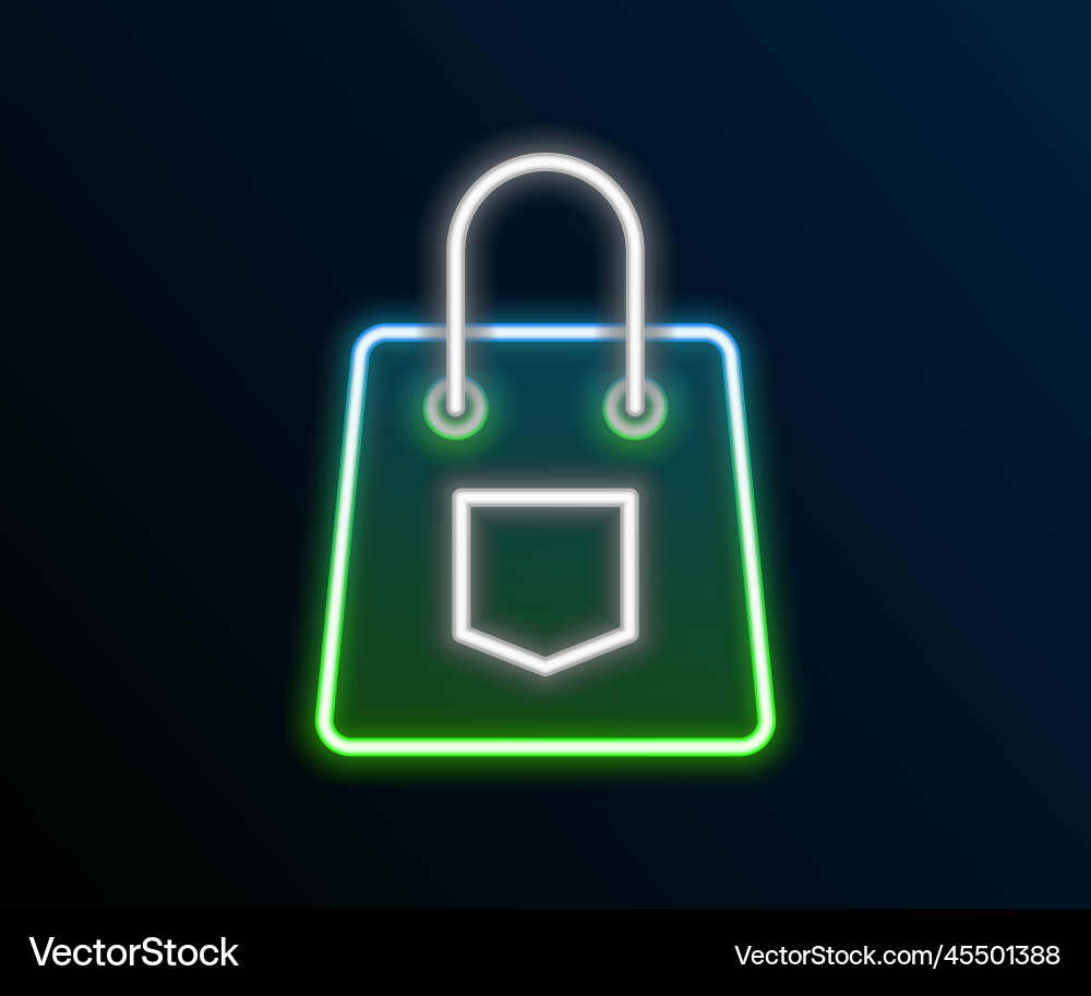 Glowing neon line handbag icon isolated on black Vector Image