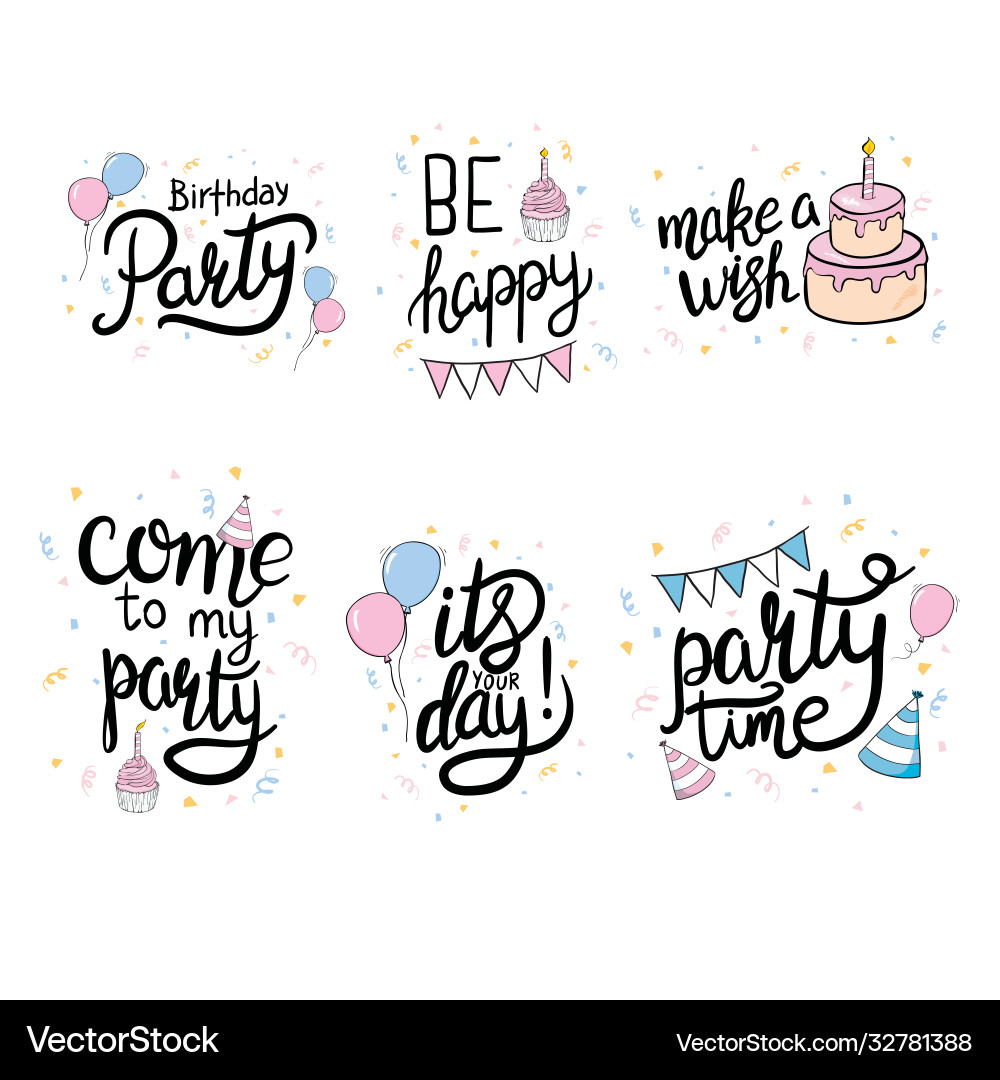 Happy birthday badge set design element Royalty Free Vector