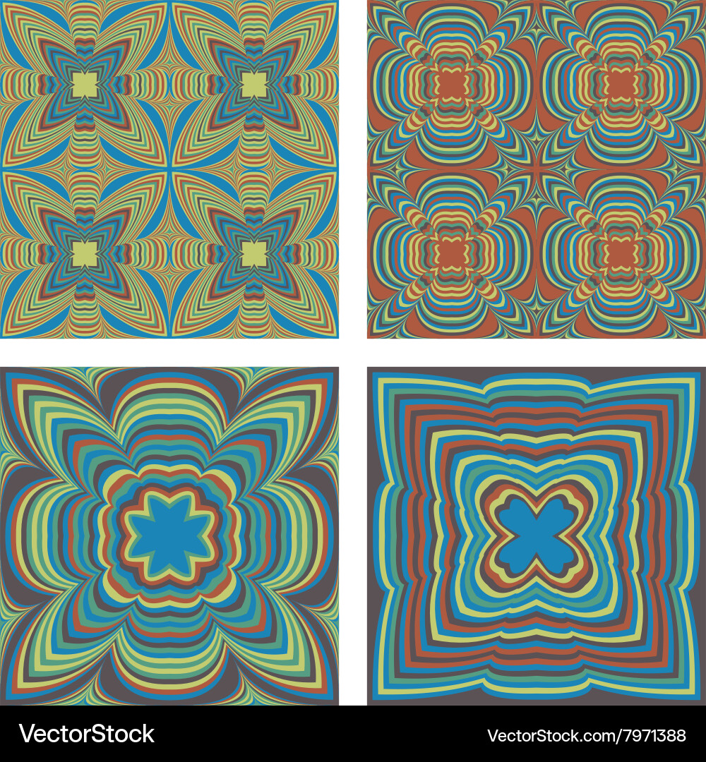 Kaleidoscope inspired floral background set Vector Image