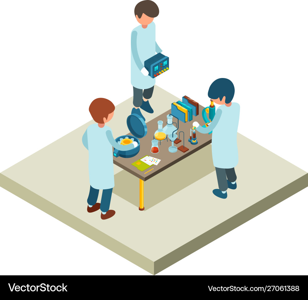 Laboratory isometric scientist chemical lab with Vector Image