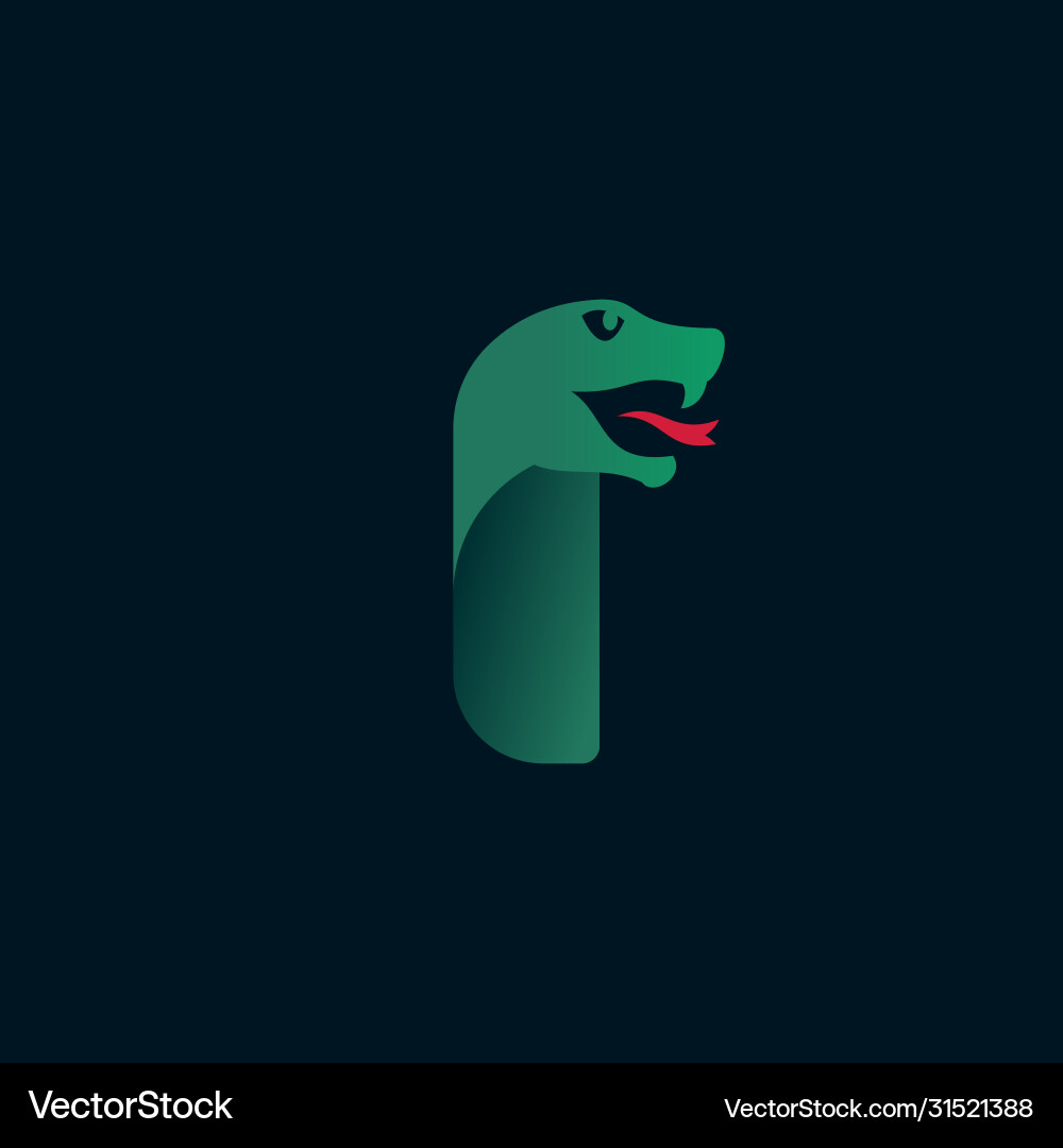 Letter i logo with snake head silhouette Vector Image