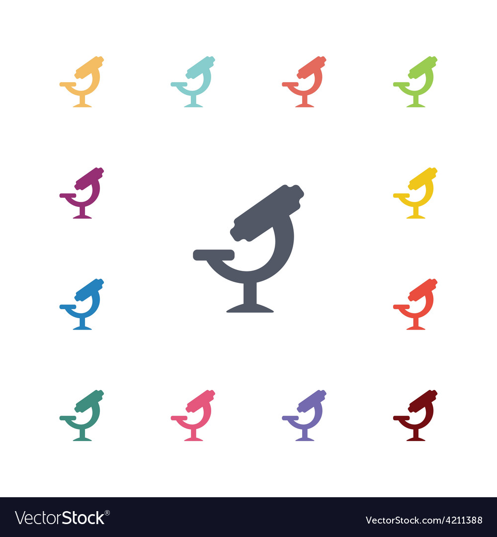 Microscope flat icons set Royalty Free Vector Image