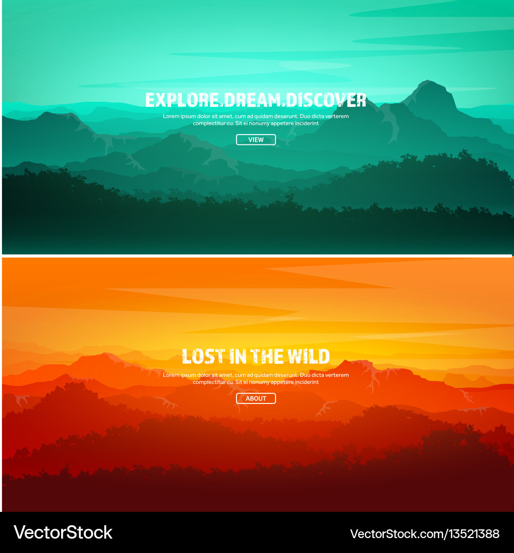 Mountains and forest wild nature landscape Vector Image