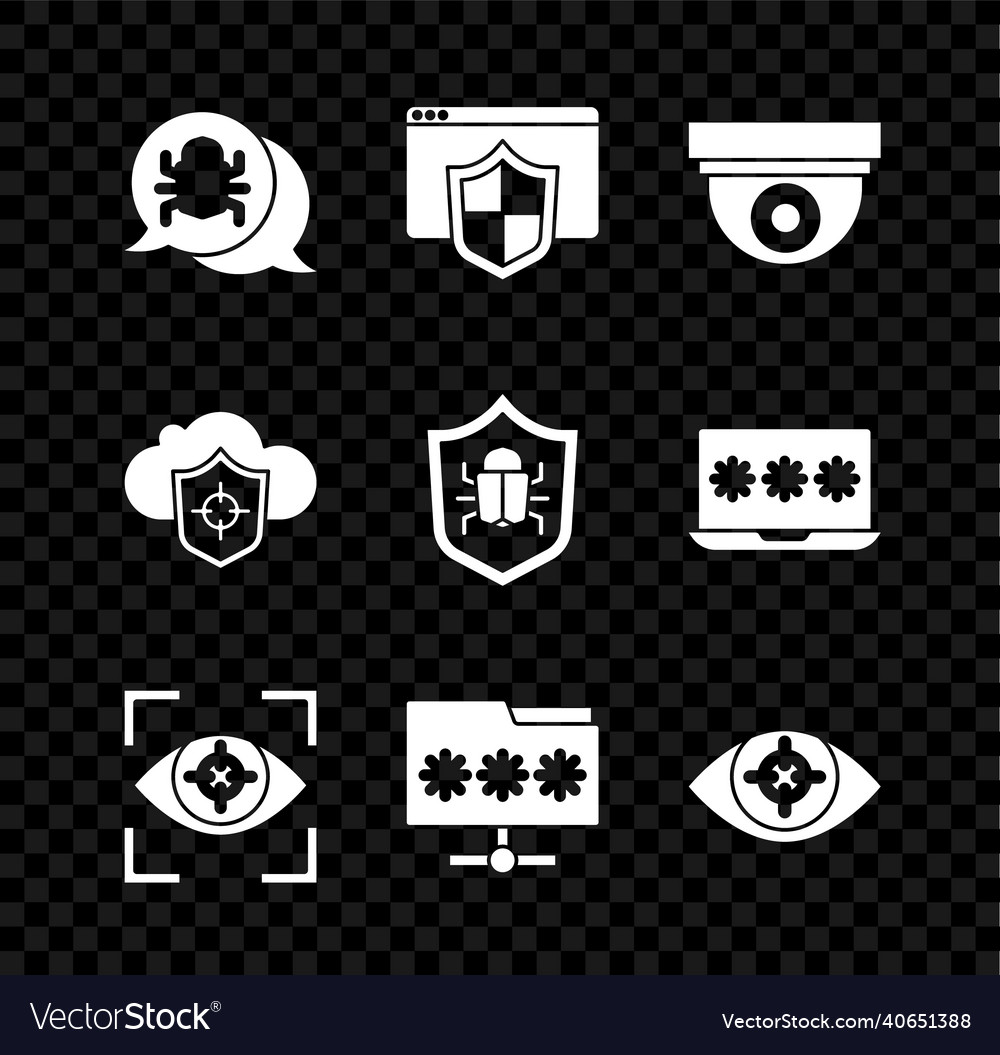 Set system bug browser with shield security Vector Image