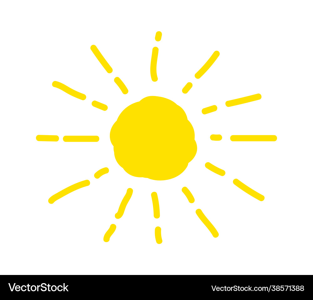 Sun is drawn child funny doodle suns Royalty Free Vector
