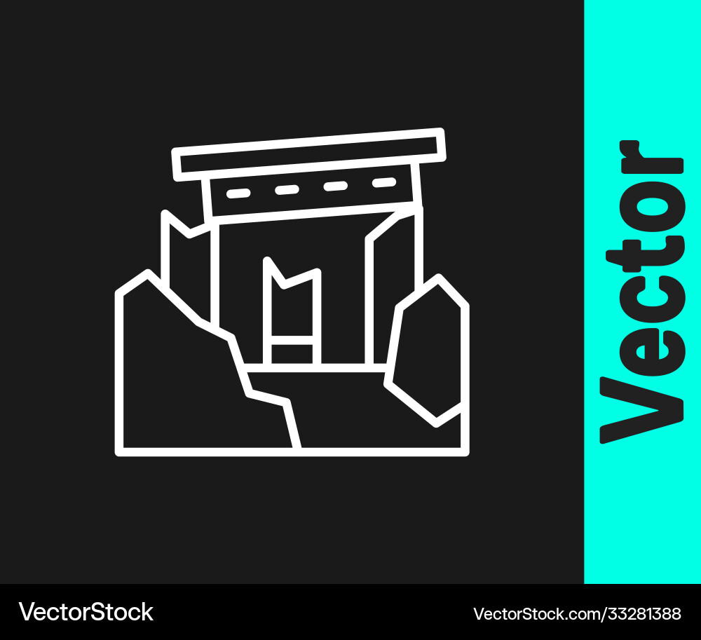White line ancient ruins icon isolated on black Vector Image