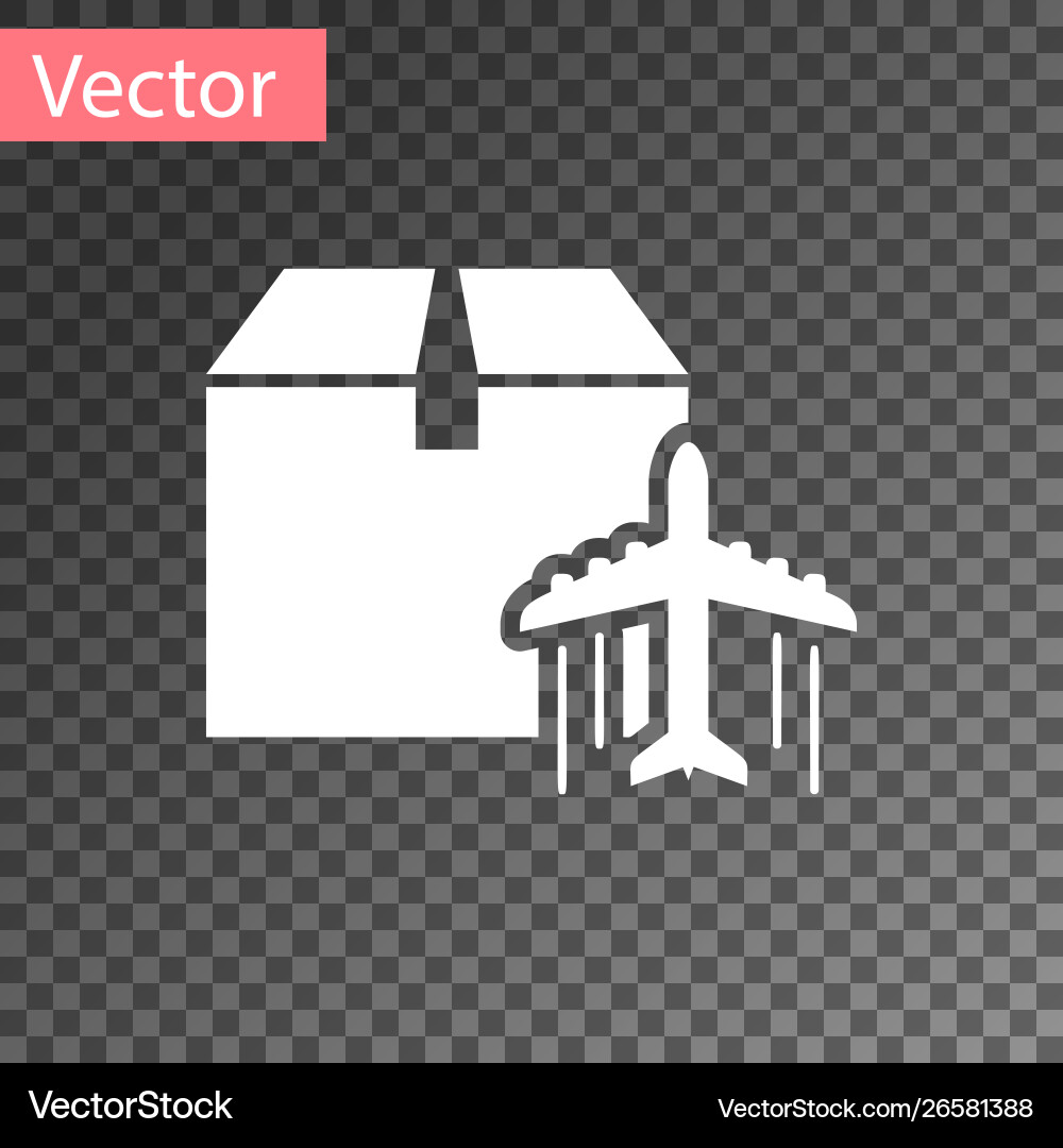 White plane and cardboard box icon isolated Vector Image