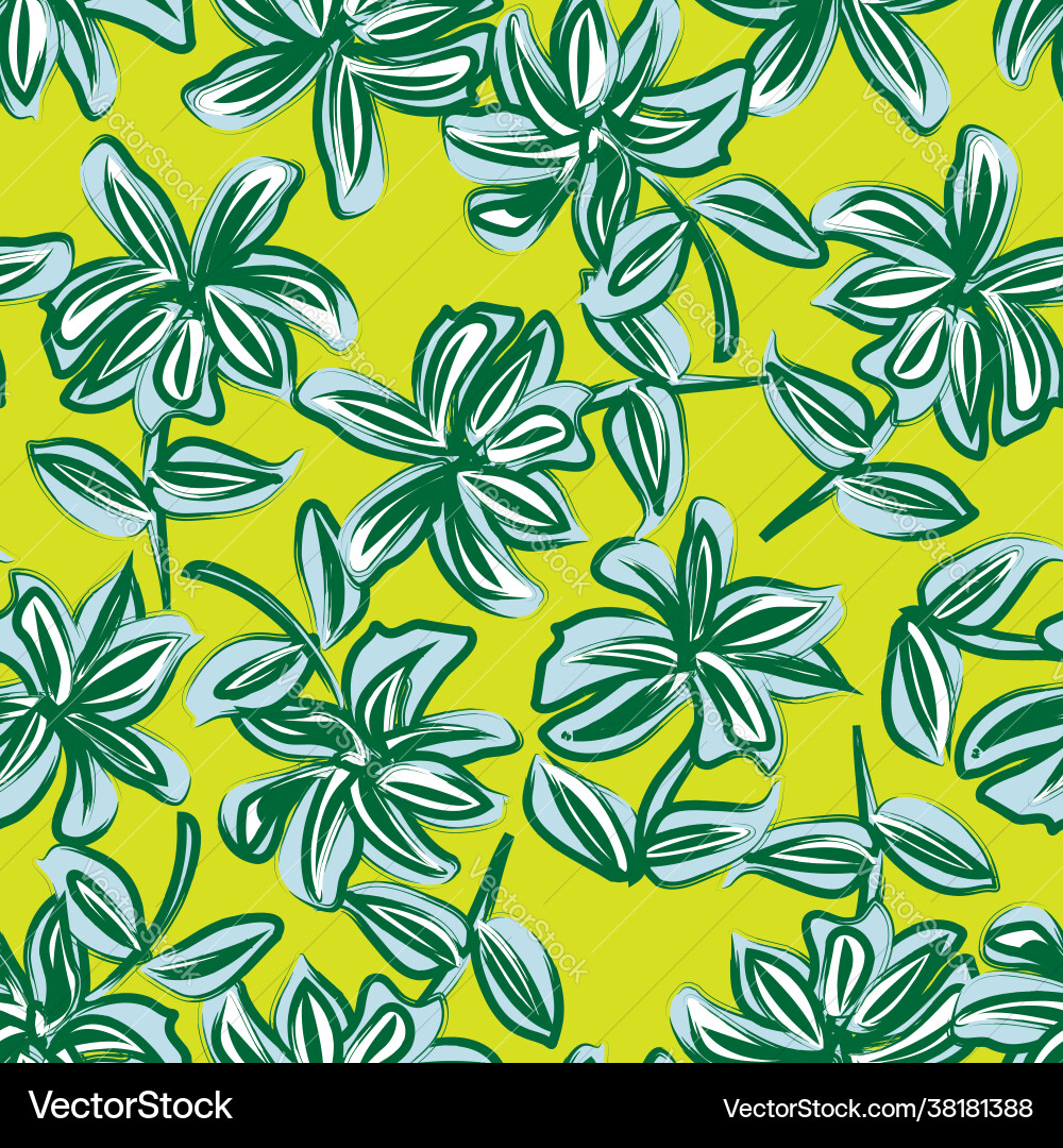 Yellow floral brush strokes seamless pattern Vector Image