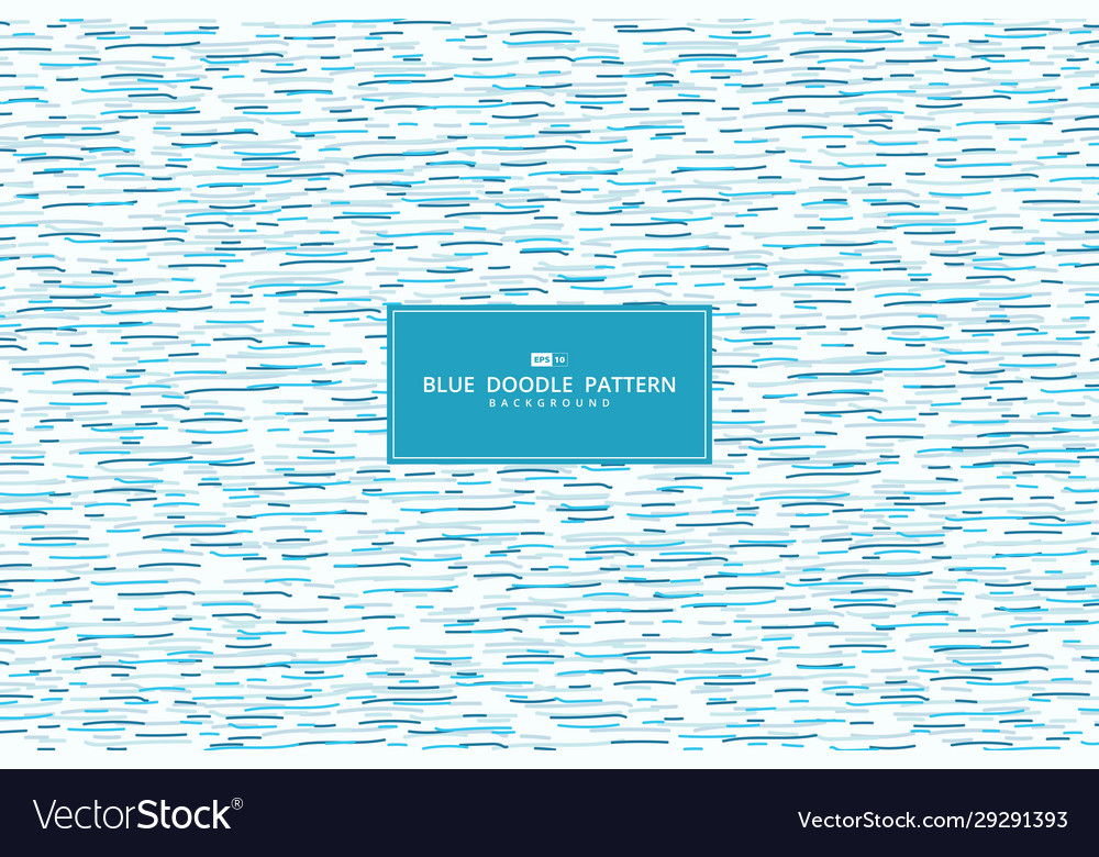 Abstract blue pattern hand drawn doodle Royalty Free Vector