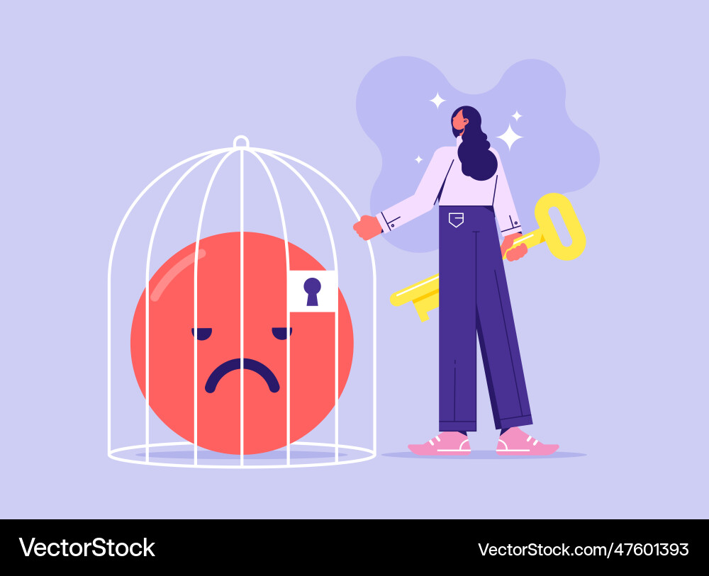 Bad mood and negative emotions closed in cage Vector Image
