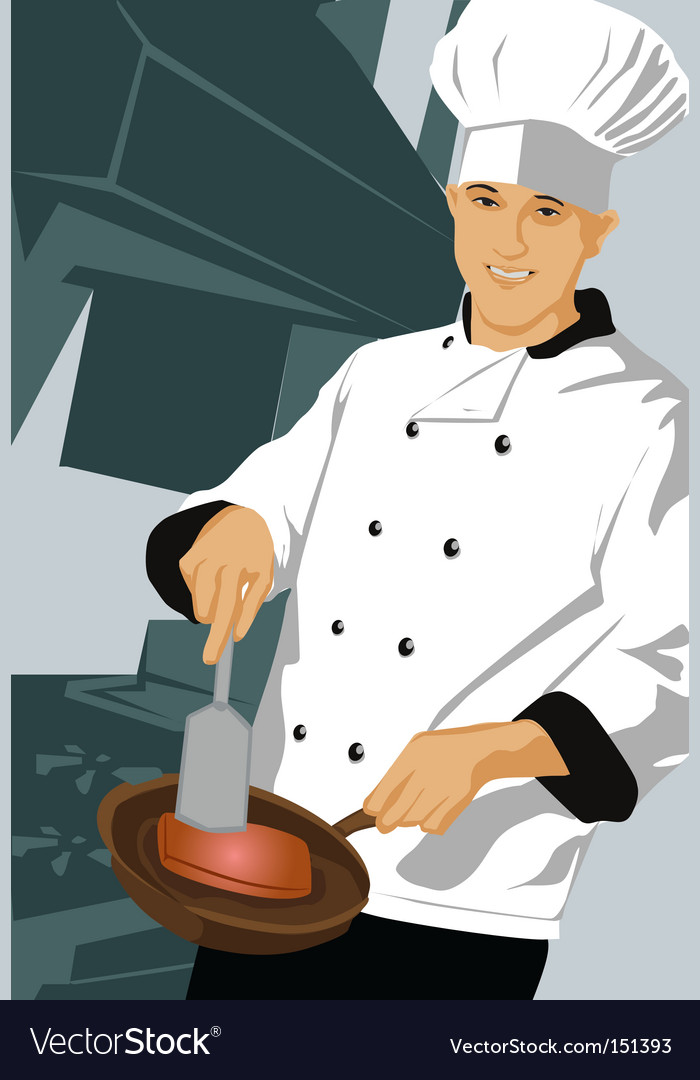 Chef with pan Royalty Free Vector Image - VectorStock
