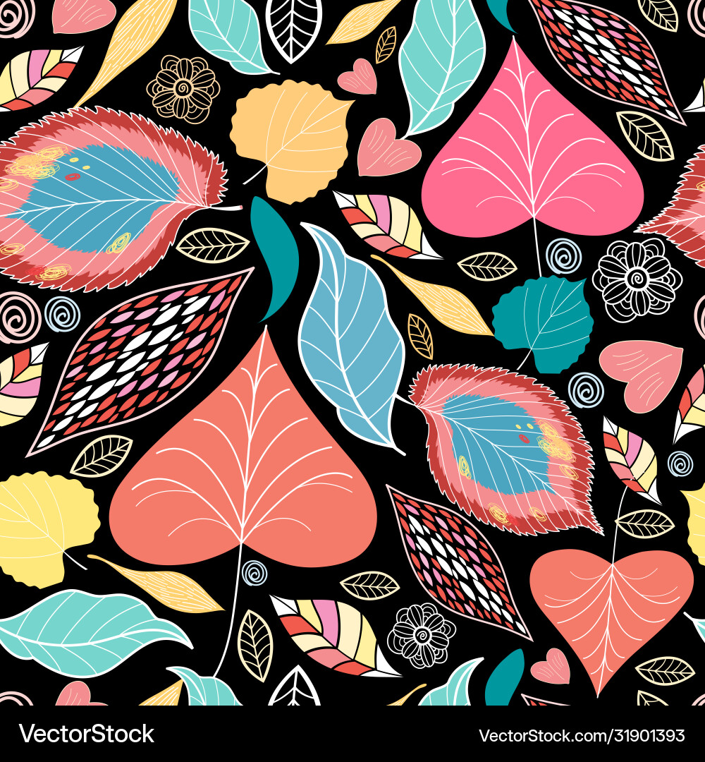 Floral pattern with autumn leaves Royalty Free Vector Image
