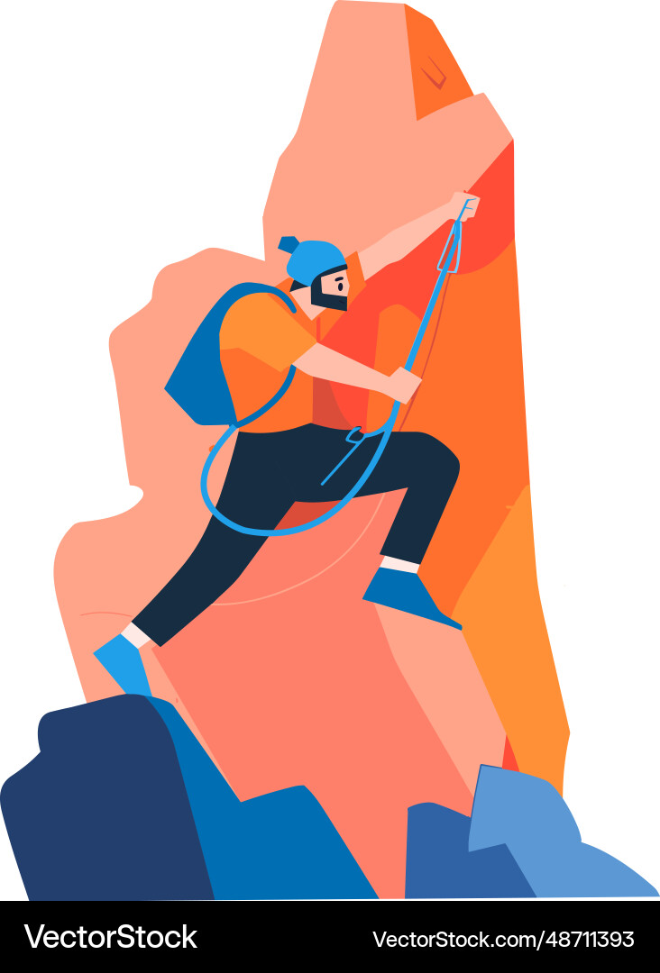 Hand drawn adventurous tourists climb mountains Vector Image