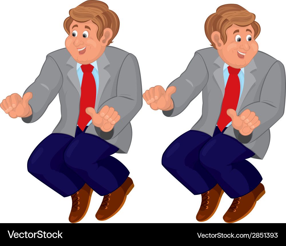 Happy cartoon man in sitting position gray Vector Image