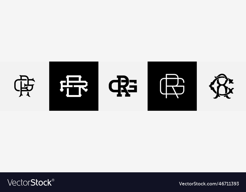 Initial letters gr monogram logo design bundle Vector Image
