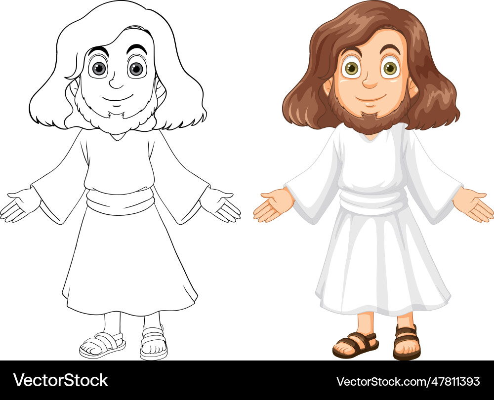 Jesus christ outline for colouring Royalty Free Vector Image