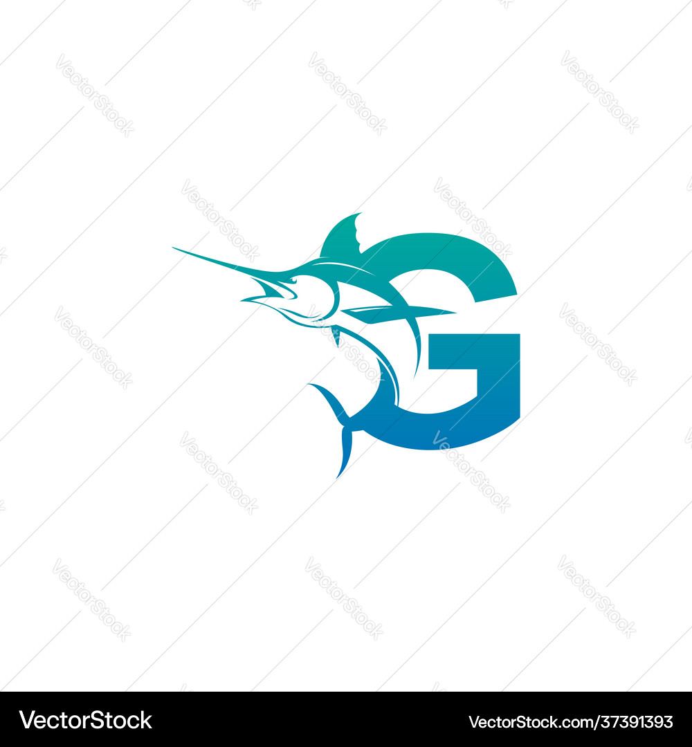 Letter g logo icon with fish design symbol Vector Image