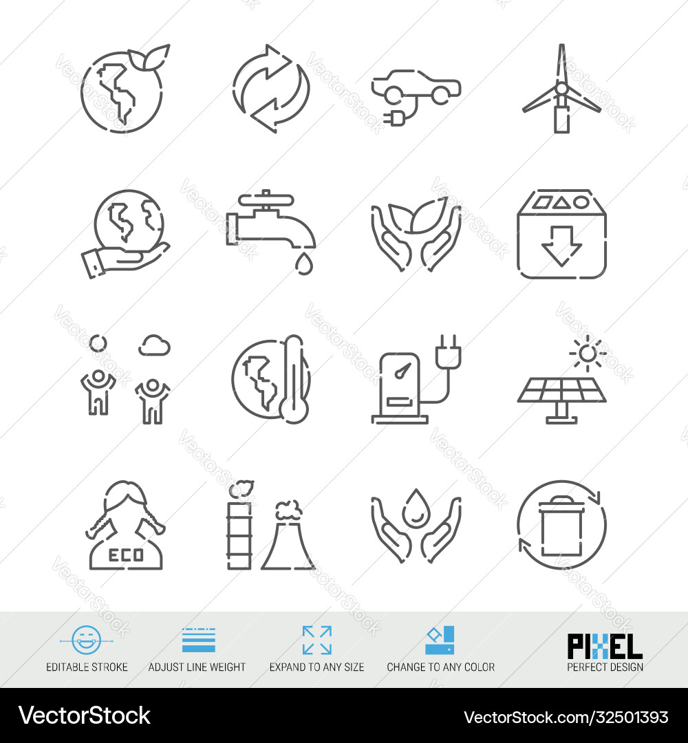 Line icon set ecology related linear icons eco Vector Image