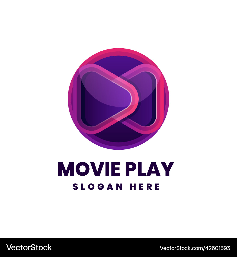 Logo movie play gradient colorful Royalty Free Vector Image