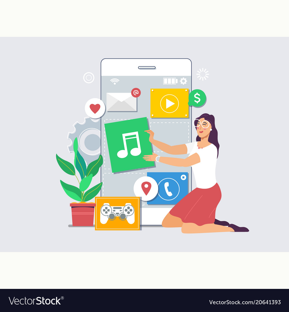 Mobile application development and design process Vector Image